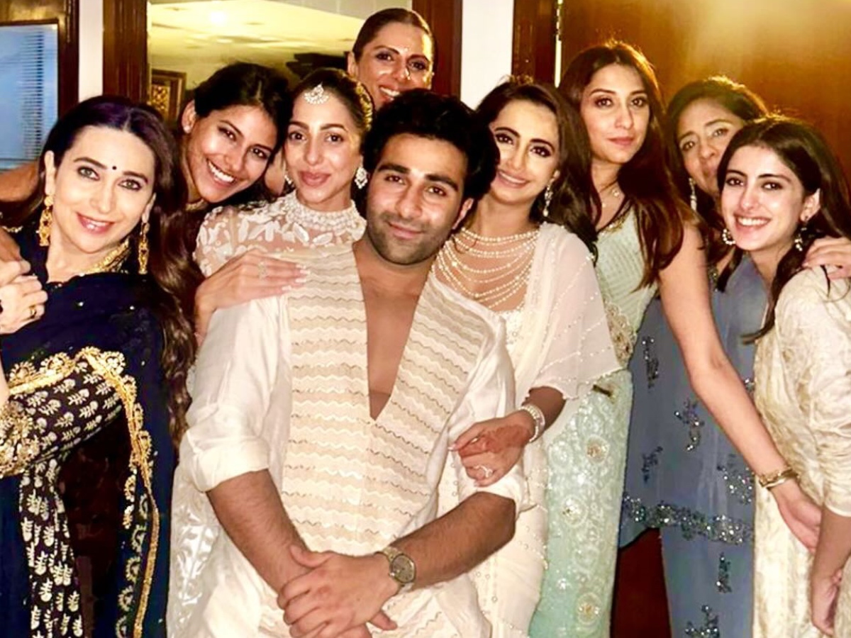 Navya Naveli Nanda, Karisma Kapoor Pose With Groom-To-Be Aadar Jain At His Roka, Pic Goes Viral ...
