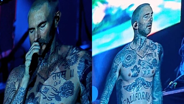 Maroon 5 Star Adam Levine Takes Off Shirt And Flaunts Sanskrit Tattoo ...