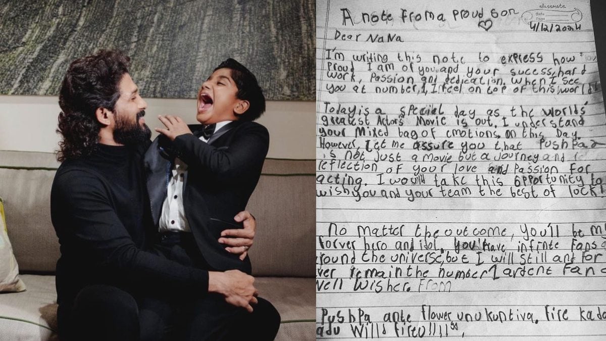 Allu Arjun Posts Son's Handwritten Letter Ahead Of Pushpa 2 Release ...