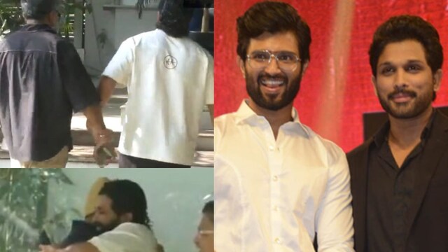 Pushpa Star Allu Arjun Hugs Vijay Deverakonda, Holds Hands With Sukumar After Reaching Home From ...