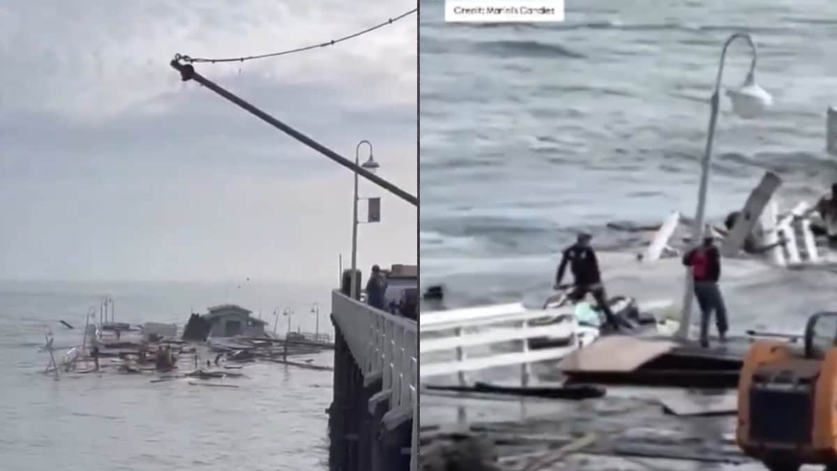 Part Of Santa Cruz Wharf Collapses Due To Powerful Storm In US; 3 ...