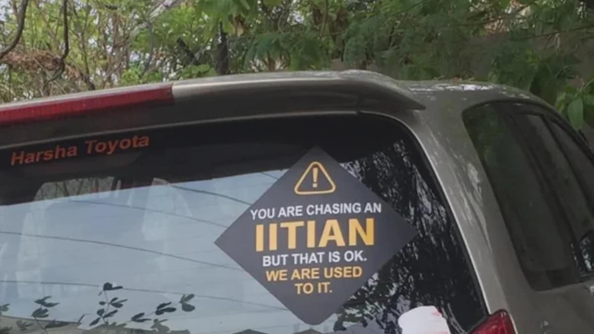 'You're Chasing An IITian': Internet Slams Viral Car Sticker, Calls It ...