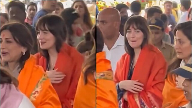 Dakota Johnson Chats With Sonali Bendre During Visit To Siddhivinayak Temple Ahead Of Coldplay ...