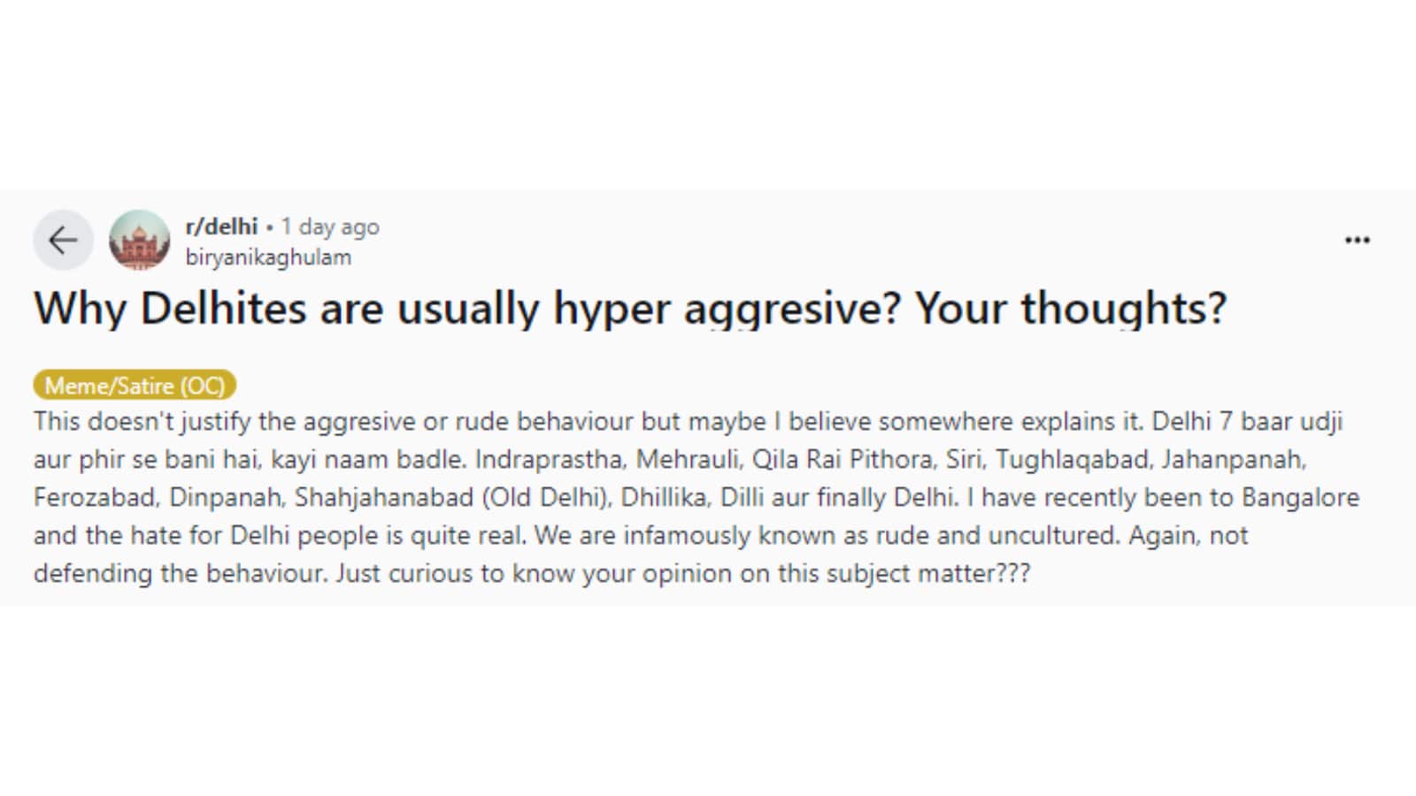 ‘Hate For Delhi People Is Real’: Delhiite Shares Experience After ...