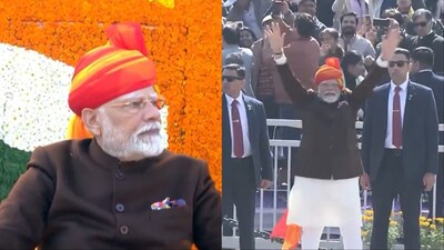 PM Narendra Modi Dons A Red And Yellow Bandhni Pagdi For Republic Day ...