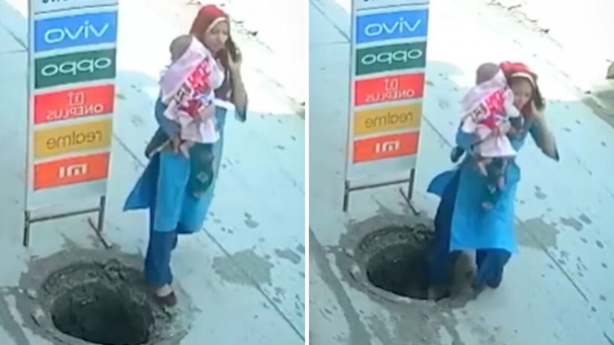 In Shocking Video, Woman Distracted By Phone Call Falls Into Open ...