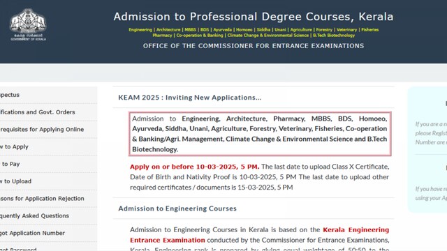 KEAM 2025 Registration Begins At cee.kerala.gov.in, Direct Link To ...