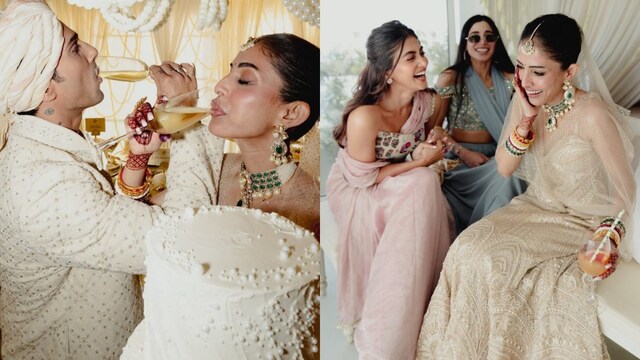 Prateik Babbar And Priya Banerjee Sip Champagne, Pose With Pooja Hegde In Unseen Wedding Photos ...