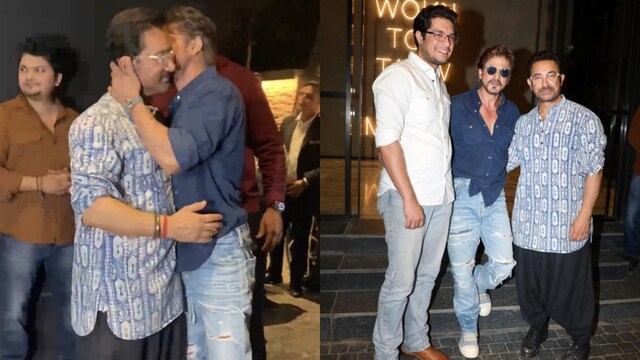 Shah Rukh Khan Hugs Aamir Khan, Plants Sweet Peck At Loveyapa Screening; Salman Joins Khan Trio ...