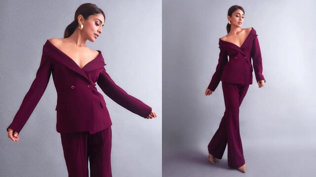 Shriya Saran Is An Absolute Boss Lady In Bold Maroon Power Suit, See ...