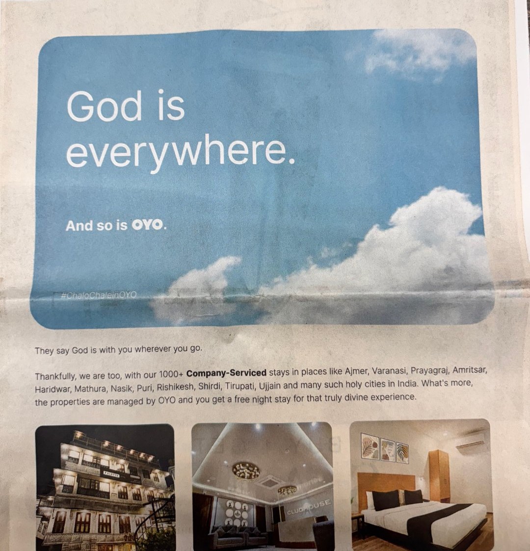 ‘God Is Everywhere, So Is OYO’ Ad Sparks Row, Company Says ‘Wanted To ...