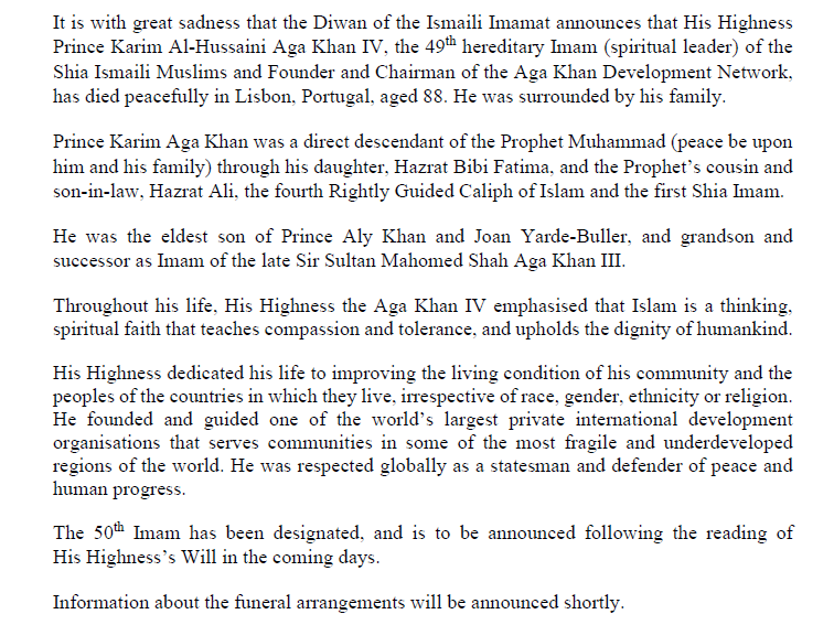 Aga Khan, Spiritual Leader Of Ismaili Muslims, Dies At 88; He Was The ...