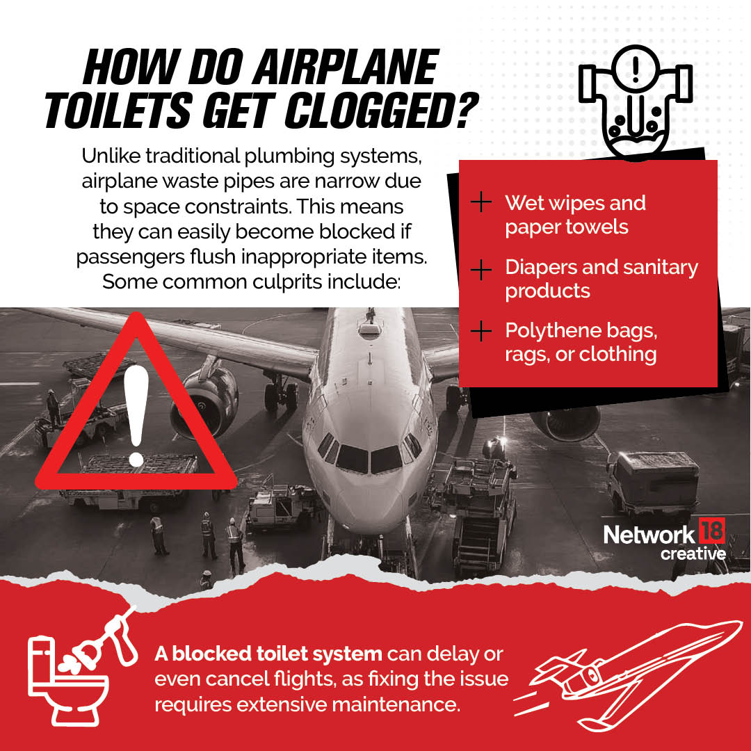 How Airplane Toilets Work And Why Clogs Are A Nightmare For Airlines | GFX