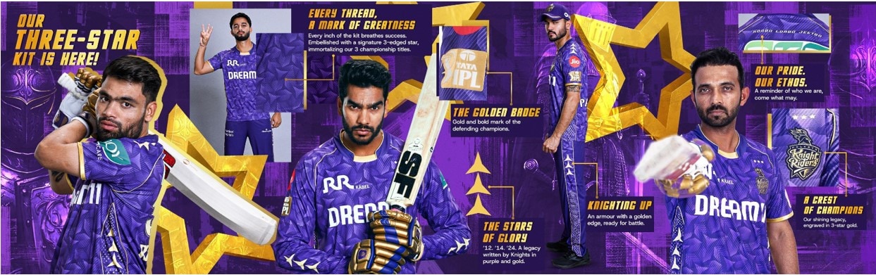 KKR Launch New Three-Star Jersey With Golden Defending Champions Badge ...