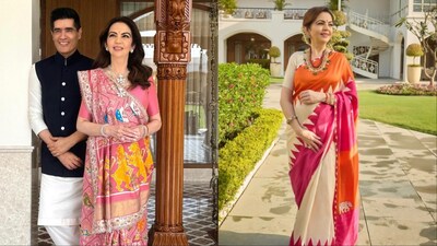 Nita Ambani Celebrates India's Rich Textiles In 2 Manish Malhotra Saree ...