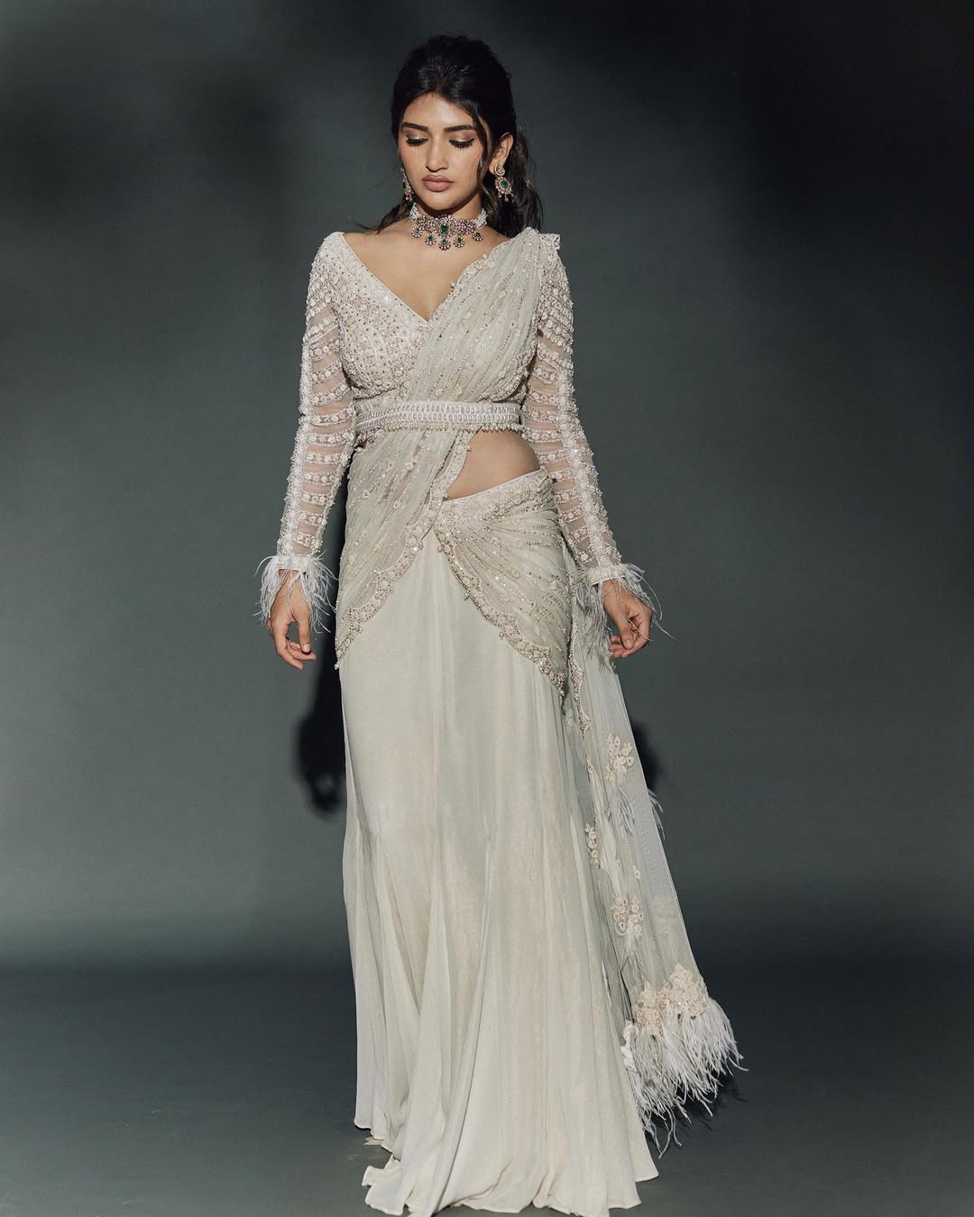 South Diva Sreeleela Stuns In Saree Elegance