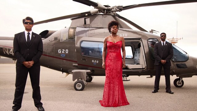 Viola Davis Lands In Chopper, Stuns In Red-Hot Gown At G20 World ...
