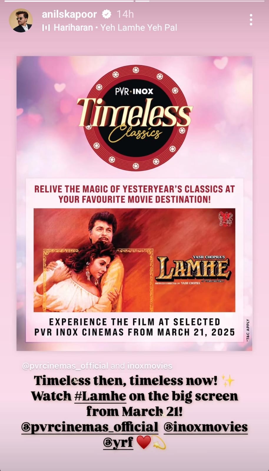 Anil Kapoor And Sridevi’s Lamhe Re-Releases In Theatres, Former Says 'Timeless Then, Timeless ...