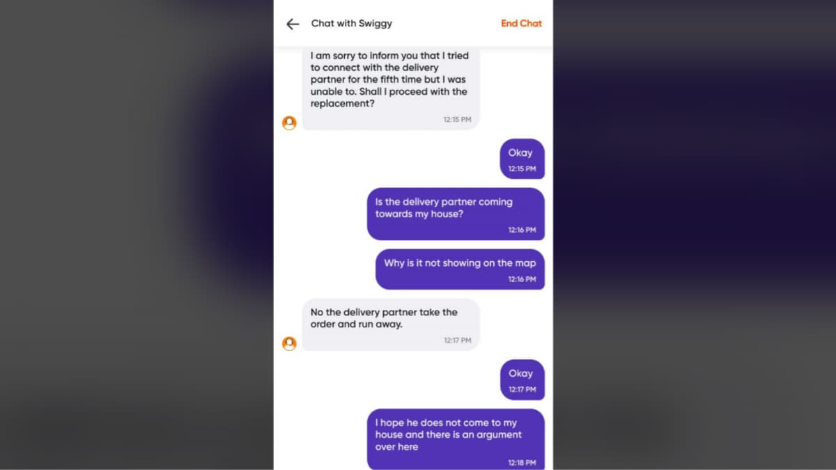 'Delivery Partner Took The Order And Ran Away’: Swiggy Support's ...