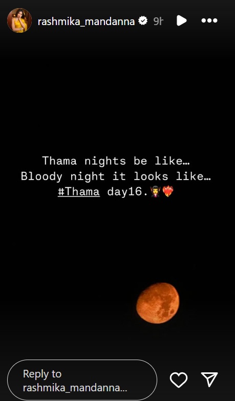 Rashmika Mandanna Shows What Night Shoots Look Like On The Thama Sets, Shares BTS Photo | Movies ...