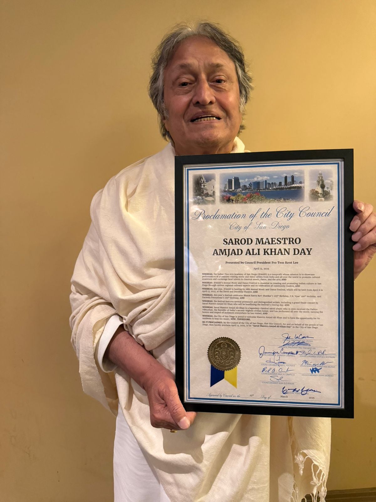 San Diego Declares April 13 As ‘Sarod Maestro Amjad Ali Khan Day’ To ...