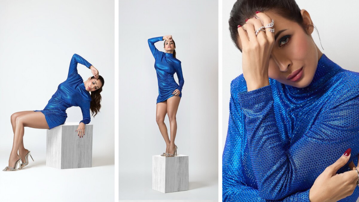 Malaika Arora Dazzles in a Shimmering Blue Bodycon Mini Dress ...