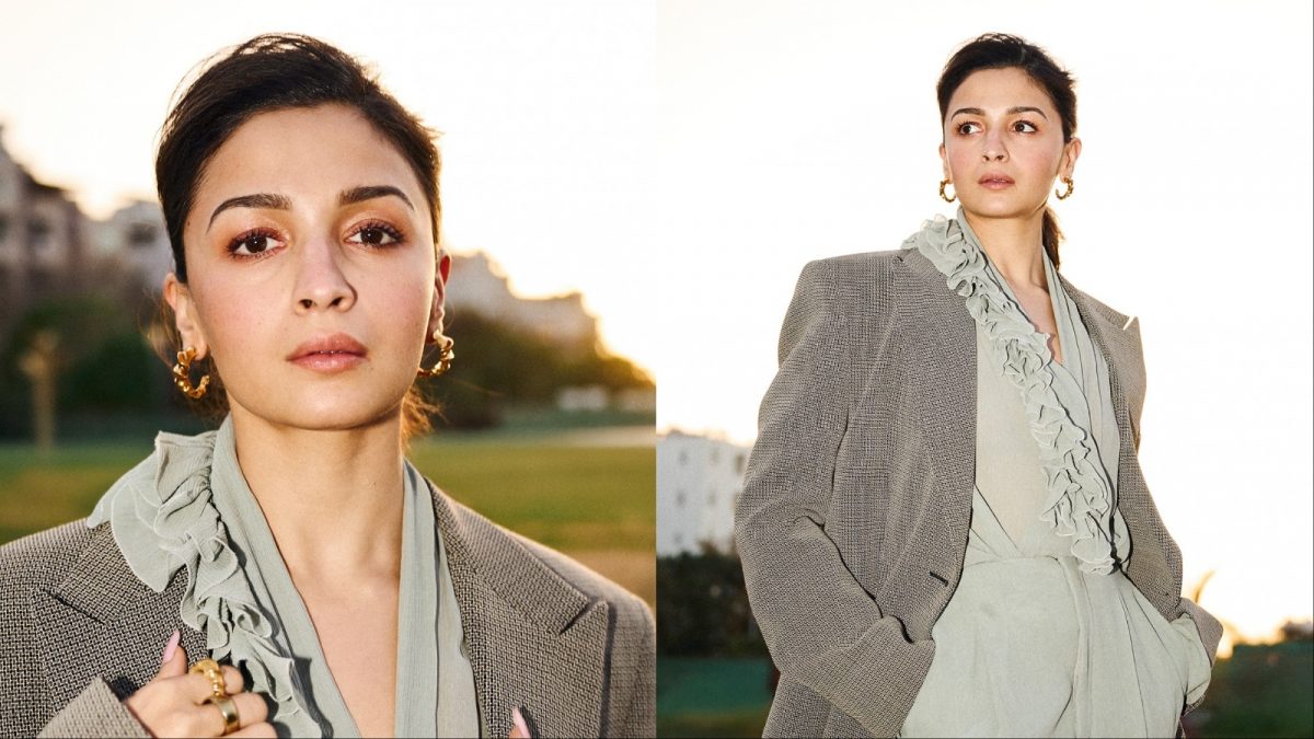 Alia Bhatt Redefines Corporate Chic In A Sage Green Ruffled Top And A ...