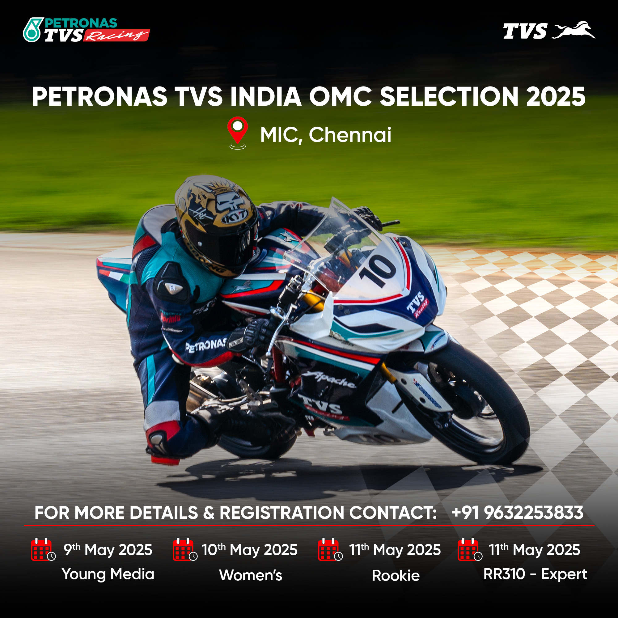 TVS Announces 2025 Season Of Petronas India One Make Championship, Selection Process To Begin ...