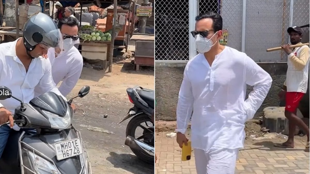 Saif Ali Khan Spotted Taking Scooty Ride To Reach Shooting Destination ...