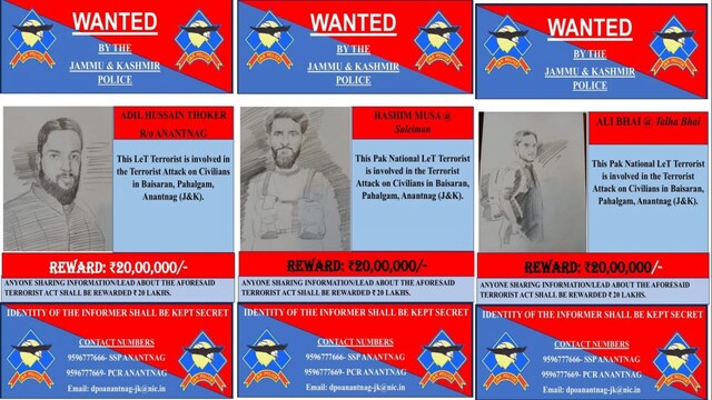 'Pak National, LeT Terrorist': Police Release Posters Of Pahalgam ...
