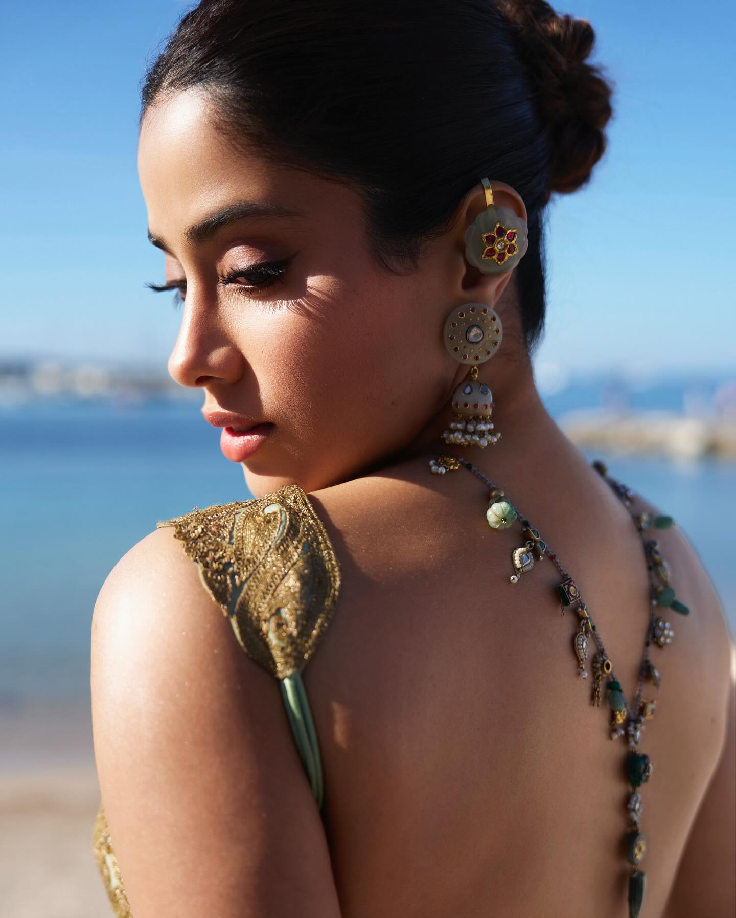 Janhvi Kapoor Wows In Backless Green Gown And Traditional Indian Jewels At Homebound Premiere