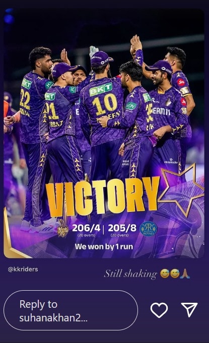 Suhana Khan Is ‘Still Shaking’ After KKR’s 1-Run Win Against Rajasthan ...