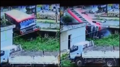 Bengaluru: 1 Dead After Bus Hits Two-Wheelers, Falls Into Drain; CCTV ...