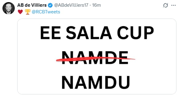 AB De Villiers' Tweet After RCB Win IPL 2025 Title Breaks Internet ...