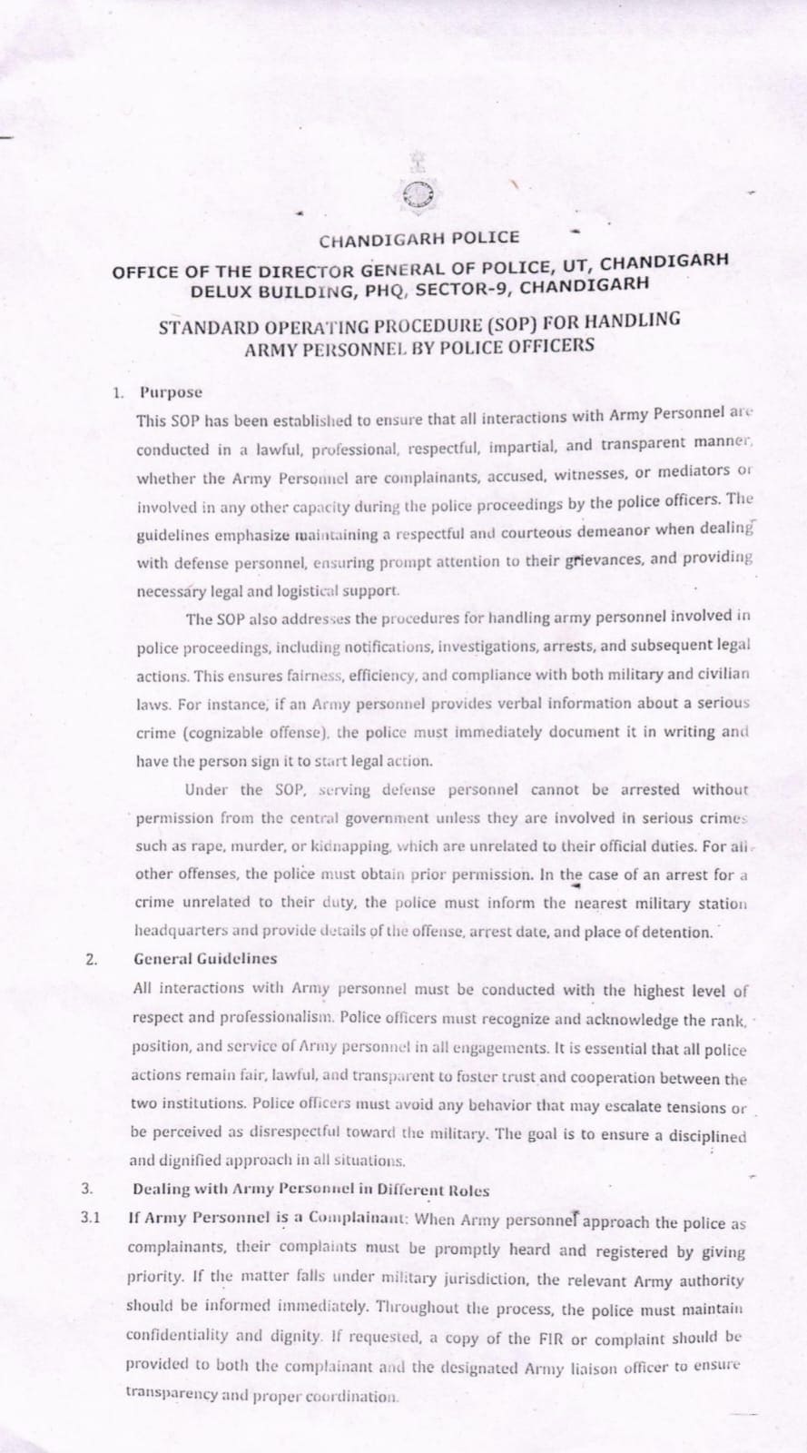 After Odisha, Chandigarh Police Issue SOP On Dealing With Army ...