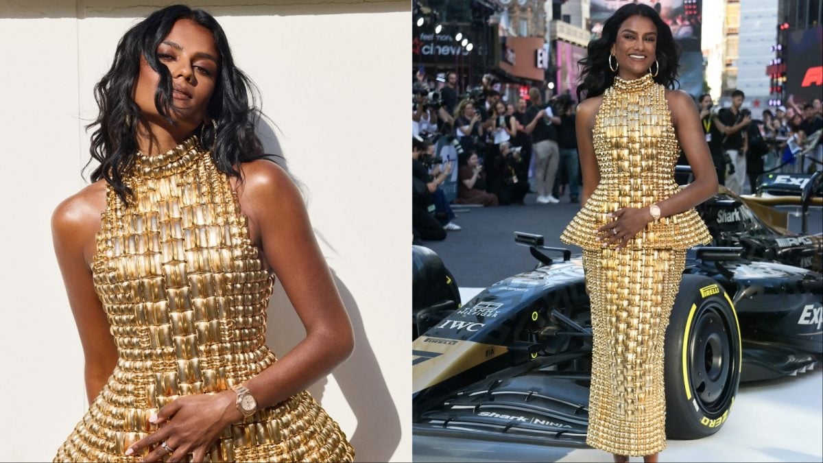 Golden Goddess: Simone Ashley Stuns In Balmain At F1 London Premiere ...