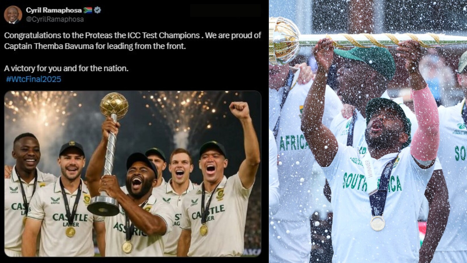 South African President Celebrates WTC Win: 'Proud Of Captain Temba ...