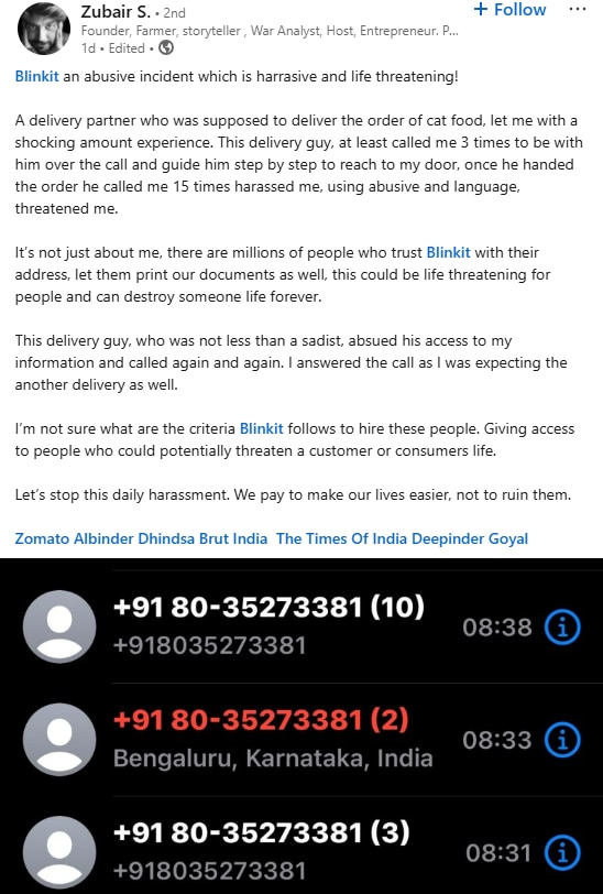 ‘He Was A Sadist’: Delhi Man Alleges Blinkit Delivery Agent Threatened ...