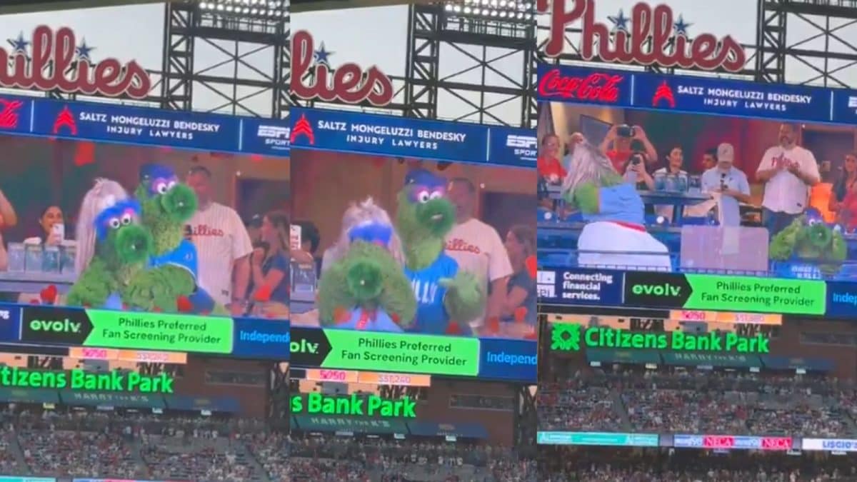 Strikeout Phillies Mascots Recreate Coldplay Kiss Cam Moment