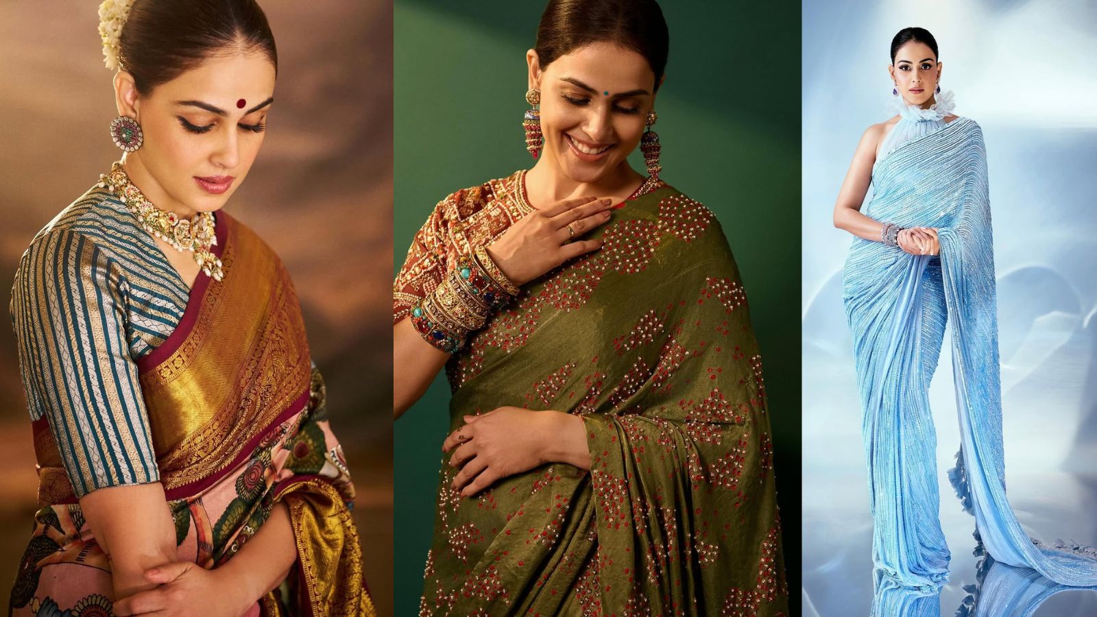 Genelia In Green Saree