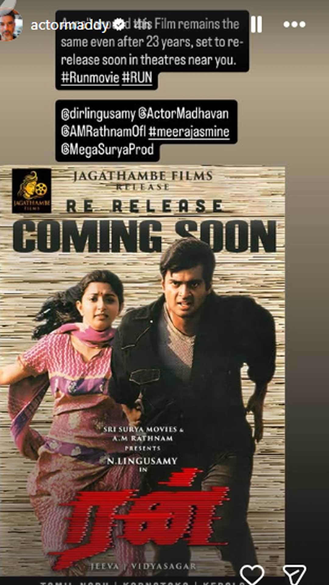 R Madhavan Announces Re-Release Of Romantic Actioner Run: ‘Aura Around ...