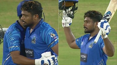 Sanju Samson Hugs Elder Brother Saly After Scoring 100 In 42 Balls ...