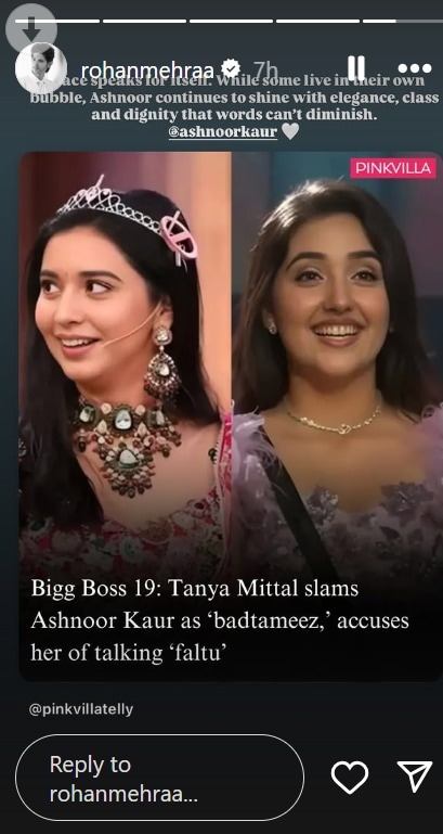 Bigg Boss 19: Rohan Mehra Defends Ashnoor Kaur Amid Her Clash With ...