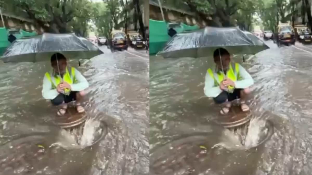 BMC Worker, On A Rainy Day, Risks Life To Protect Mumbaikars From Open ...