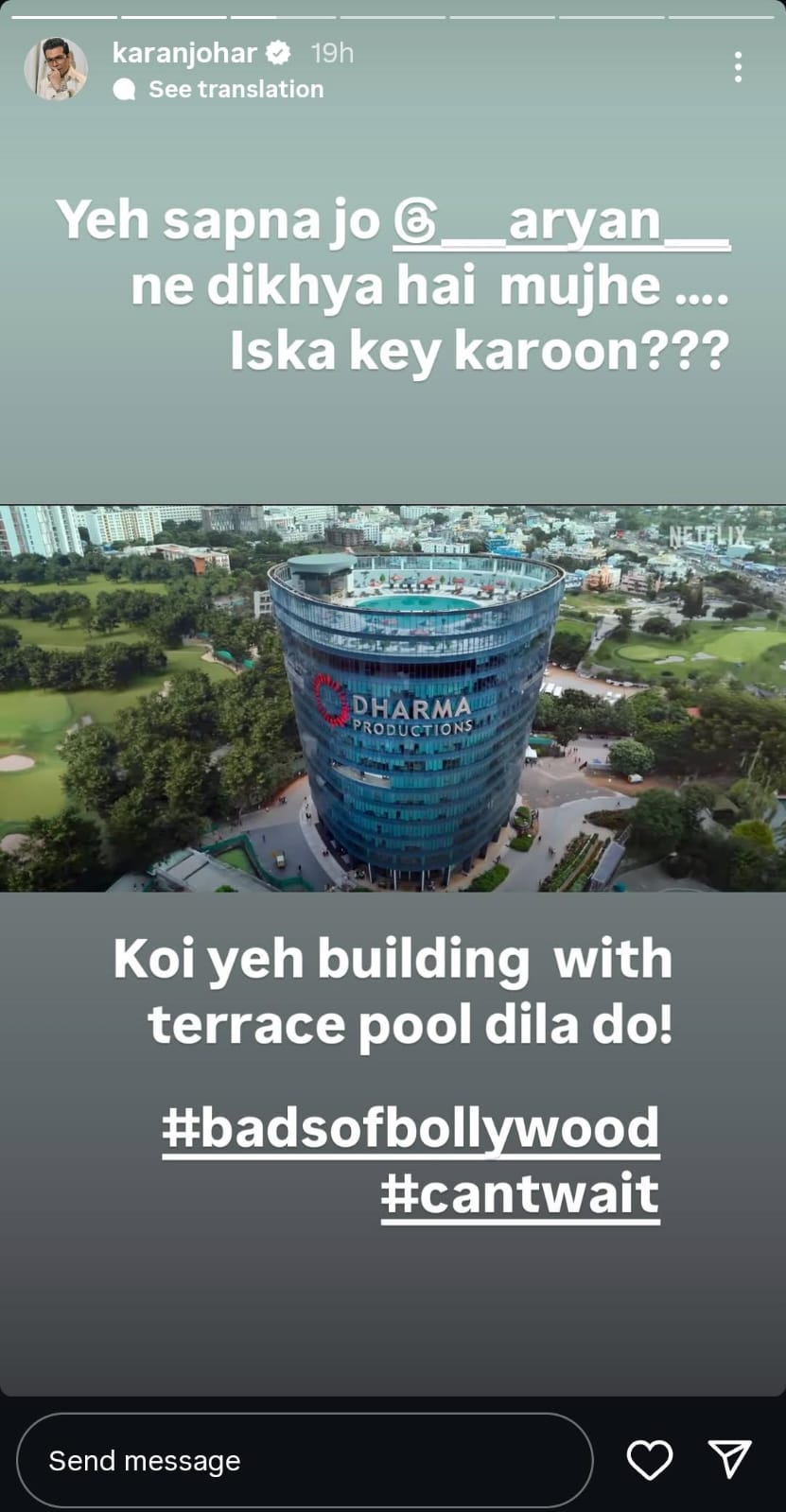 Karan Johar Reacts To Lavish Dharma Office With ‘Terrace Pool’ In Aryan ...