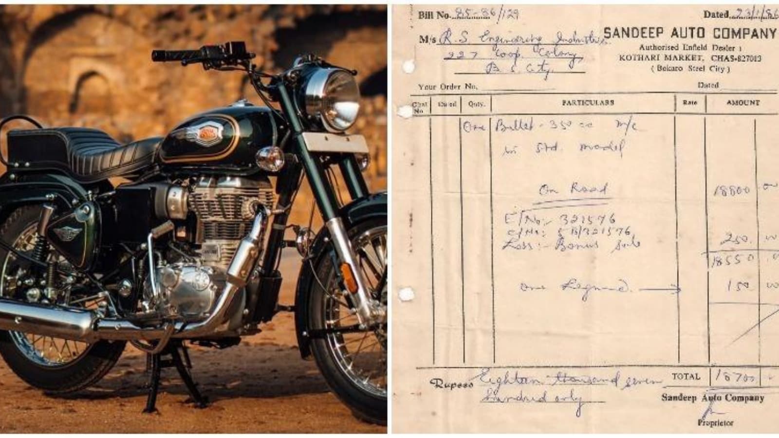 Do You Know What A Royal Enfield Bullet Cost In 1986? This Viral Bill ...