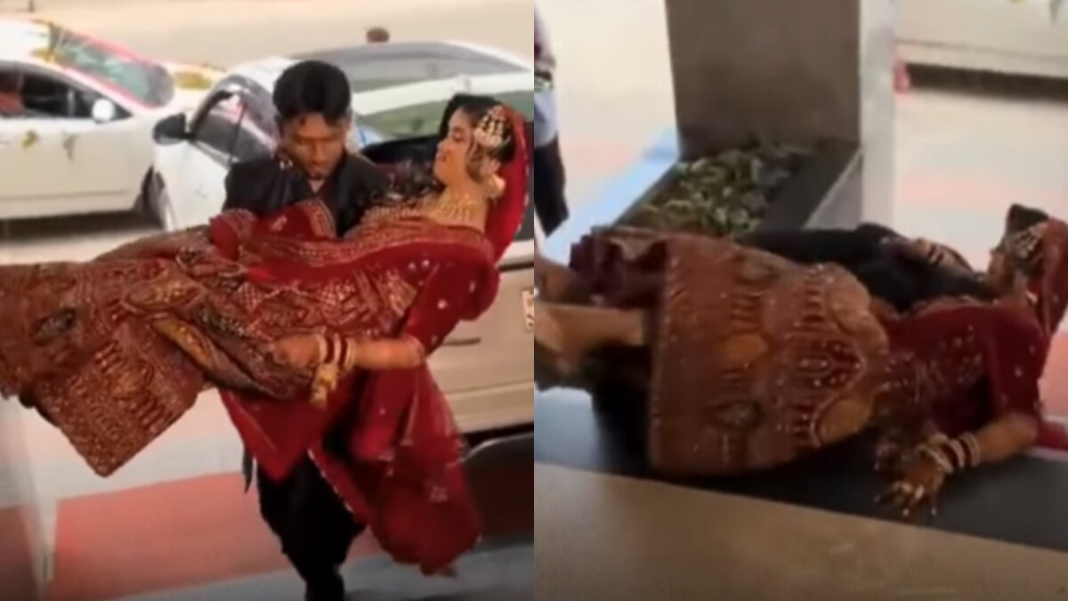 Man Lifts His Bride For A Grand Varmala Entry Falls On Stairs