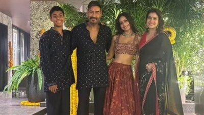 Kajol And Ajay Devgn Twin In Black For Diwali Celebration With Family ...