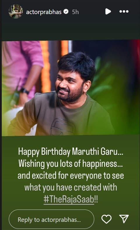 Prabhas Pens A Sweet Birthday Note For The Raja Saab Director Maruthi | See Here | Telugu Cinema ...