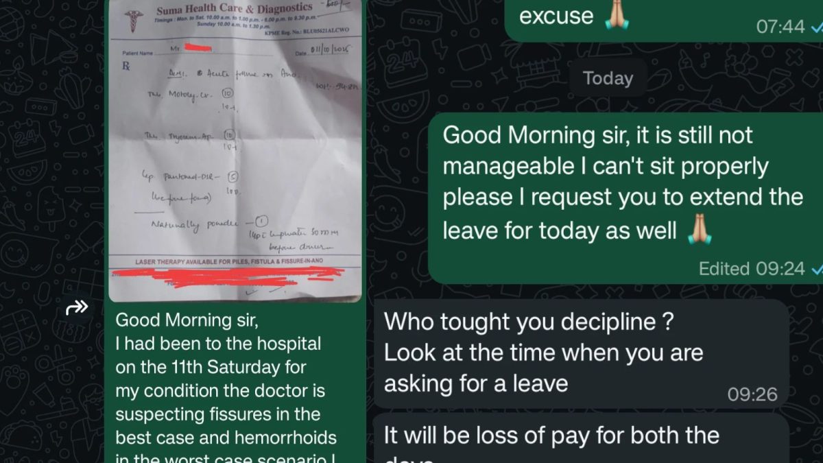 ‘Who Tought You Descipline?’ Bengaluru Banker Asks Boss For Sick Leave, Gets Lecture On Work ...